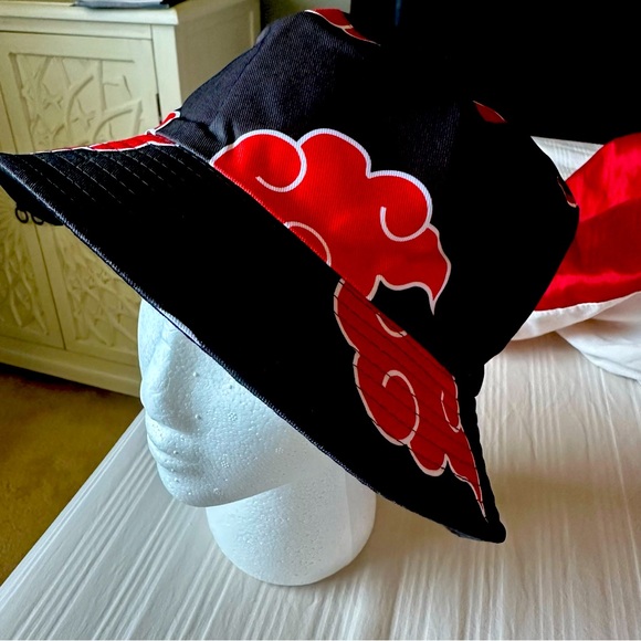 Accessories | Naruto Akatsuki Anime Red Cloud Bucket Hat | Poshmark